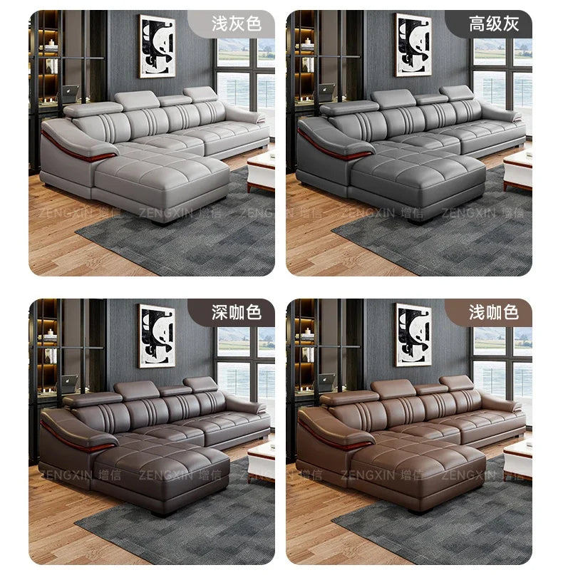 Modern simple living room size apartment combination leather art sofa ...
