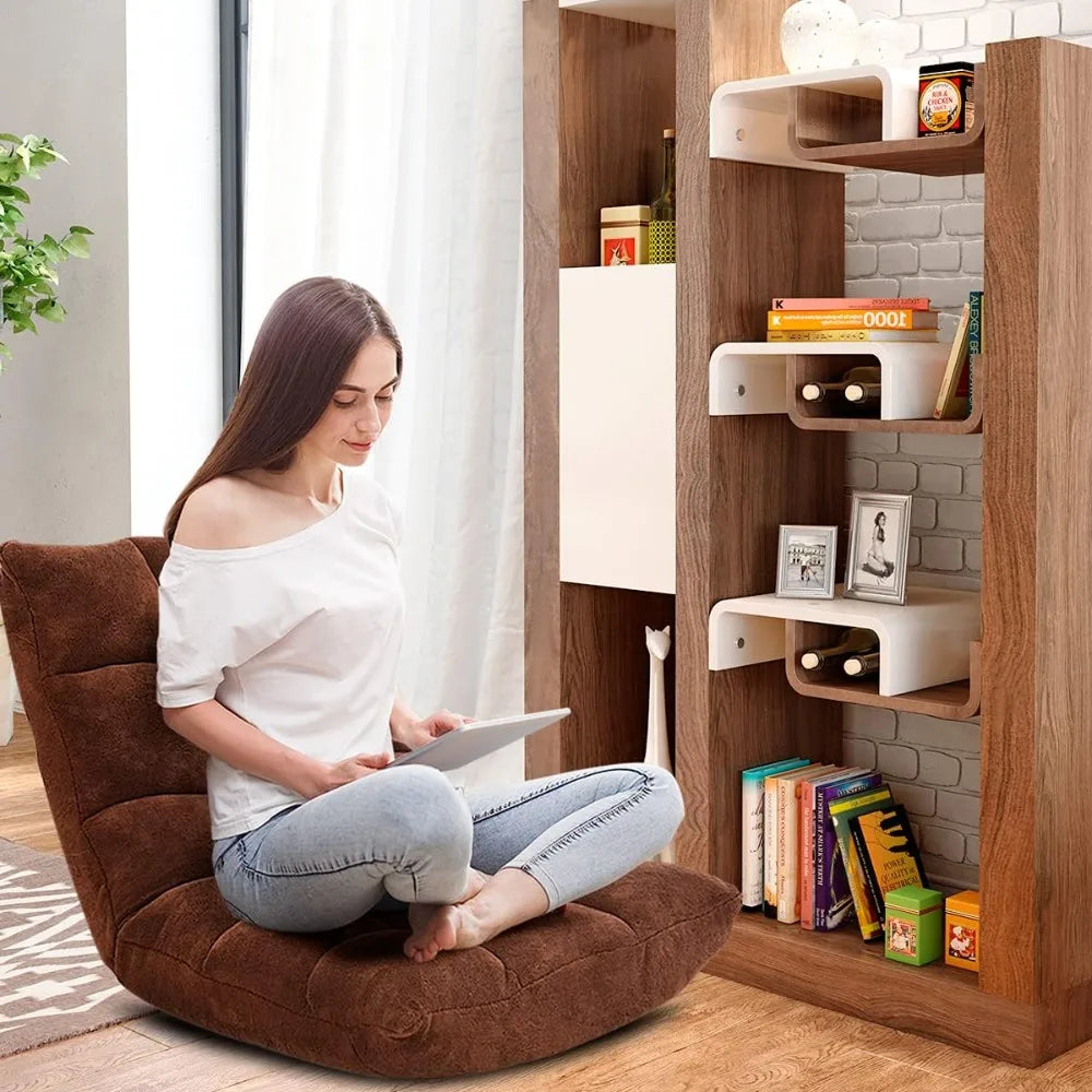 Adult Floor Gaming Chair - Coral Velvet, 14 Adjustable Positions, Thic ...