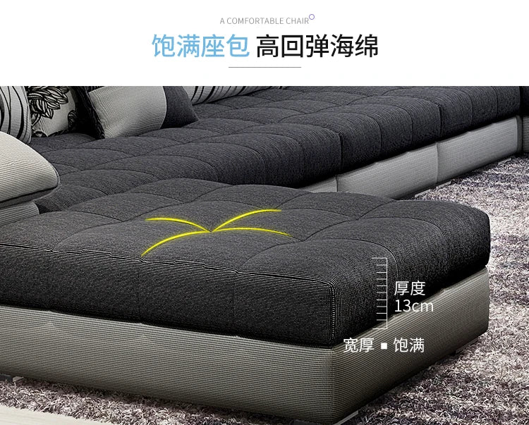 MANBAS Fabric Big Sofa Set Living Room Furniture Cloth Sofa Modernos P ...
