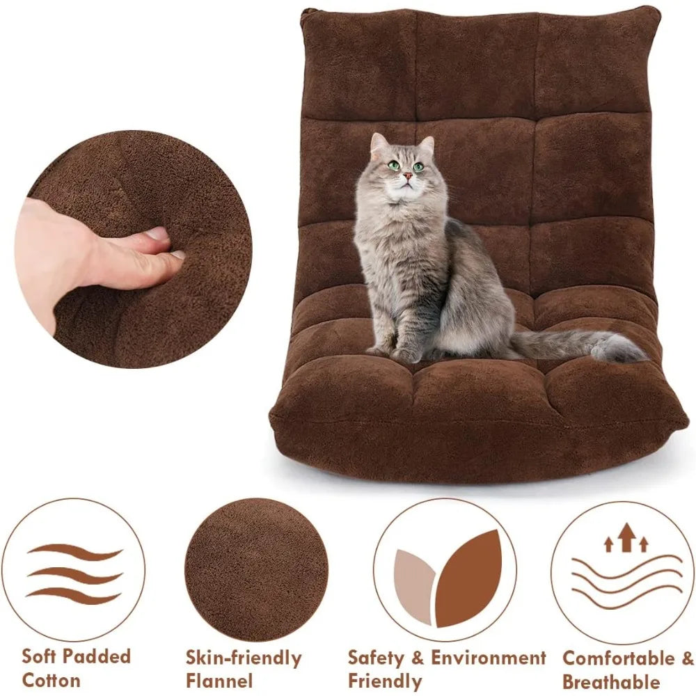 Adult Floor Gaming Chair - Coral Velvet, 14 Adjustable Positions, Thic ...